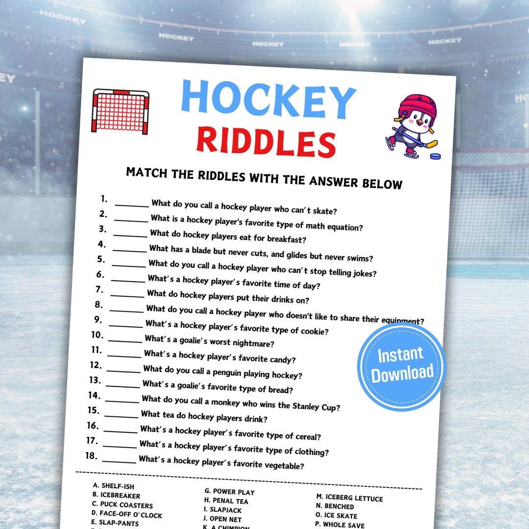 Hockey Riddles Game | Printable Hockey Riddle Me This Games | Hockey ...
