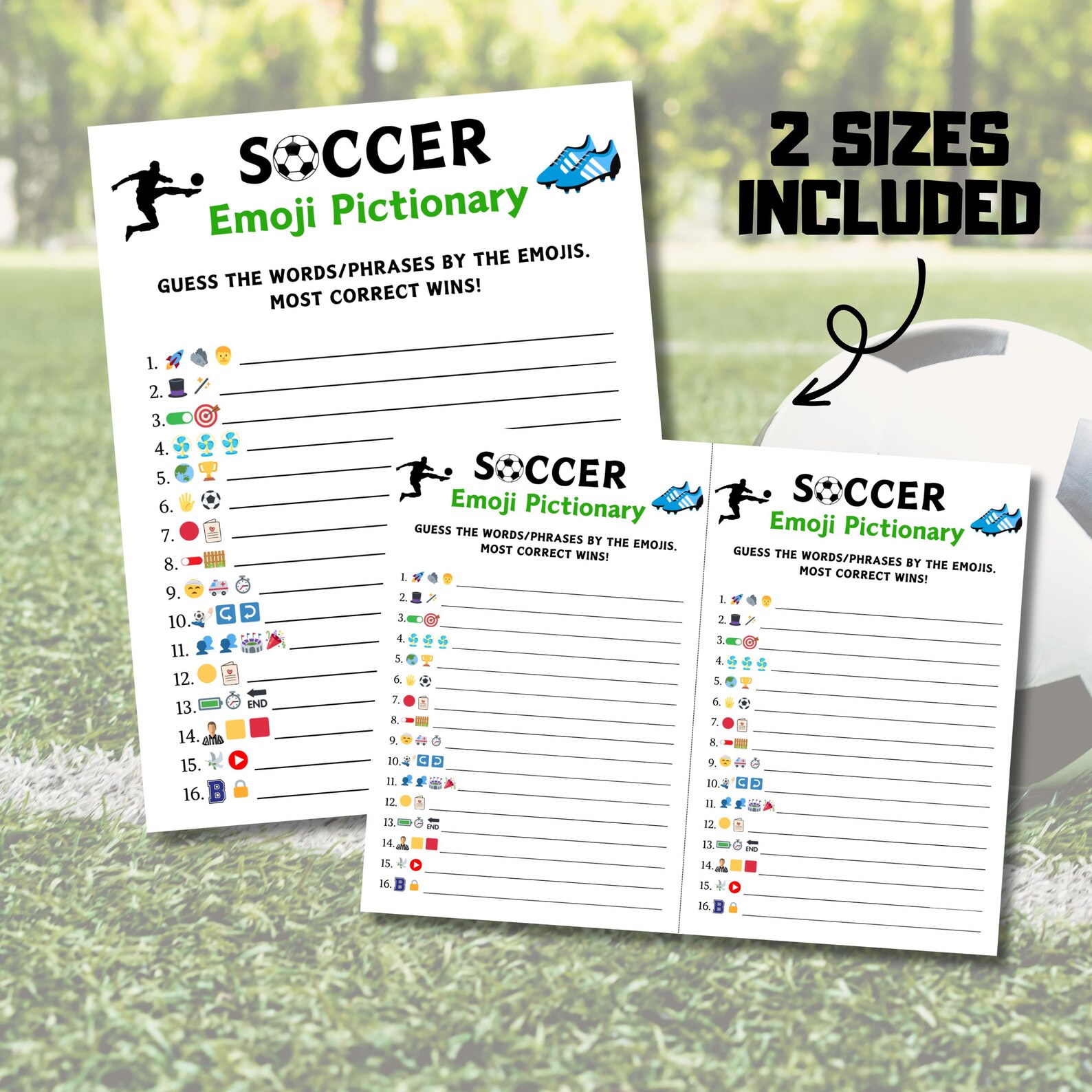 Soccer Emoji Pictionary Game | Printable Soccer Emoji Game | Soccer ...