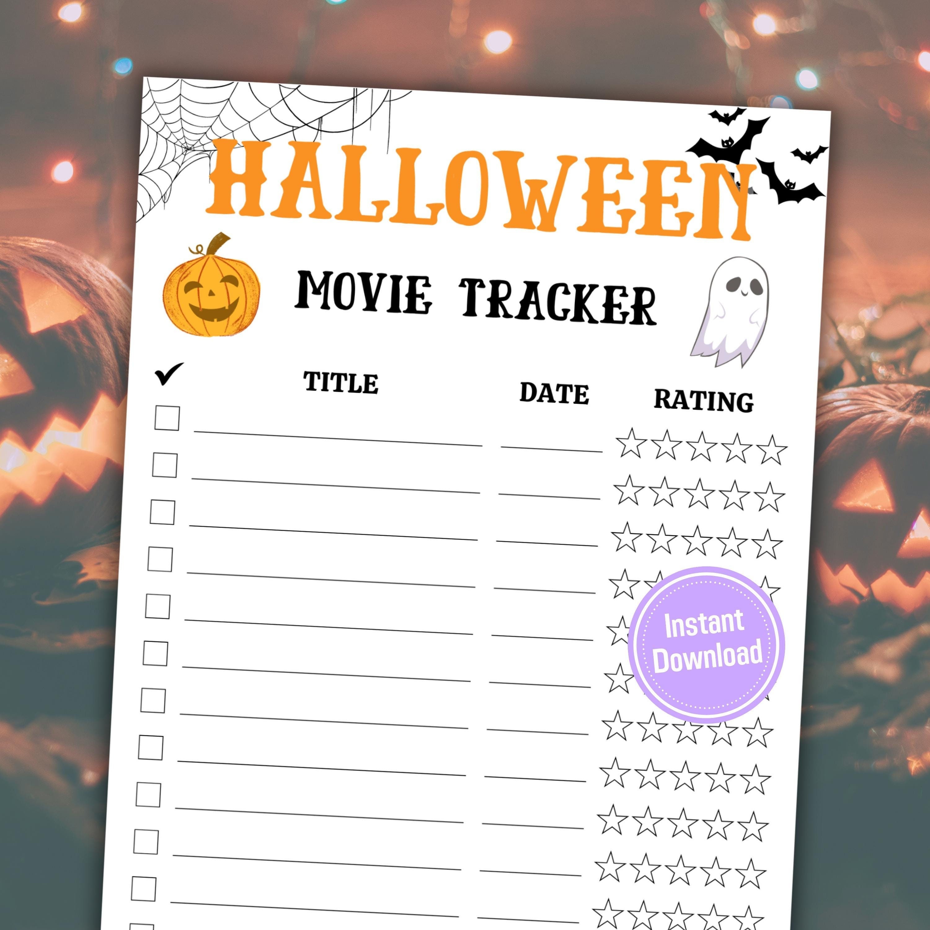 Halloween Movie Tracker | Halloween Horror Movie Watchlist Planner ...