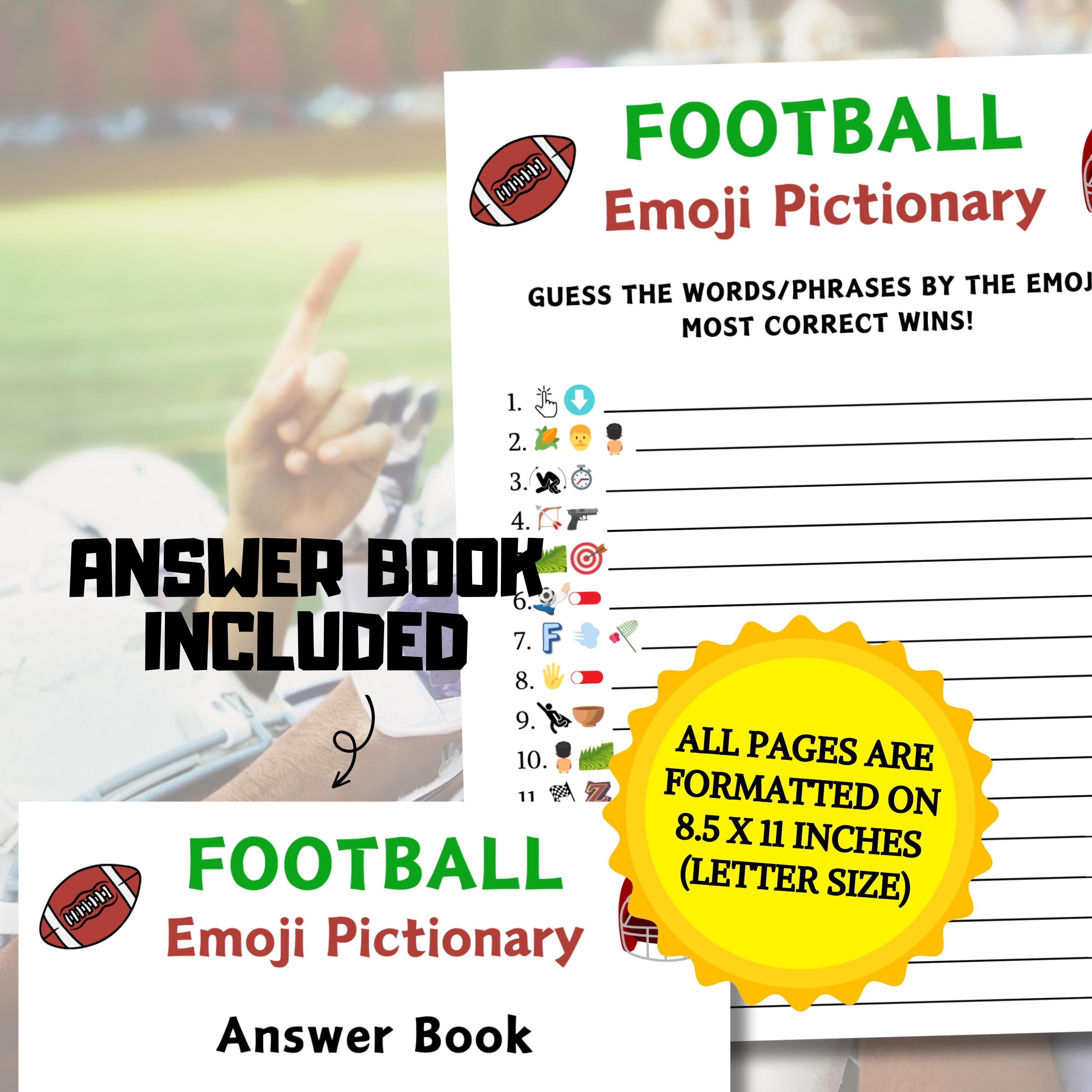 Football Emoji Pictionary Game | Printable American Football Emoji Game ...