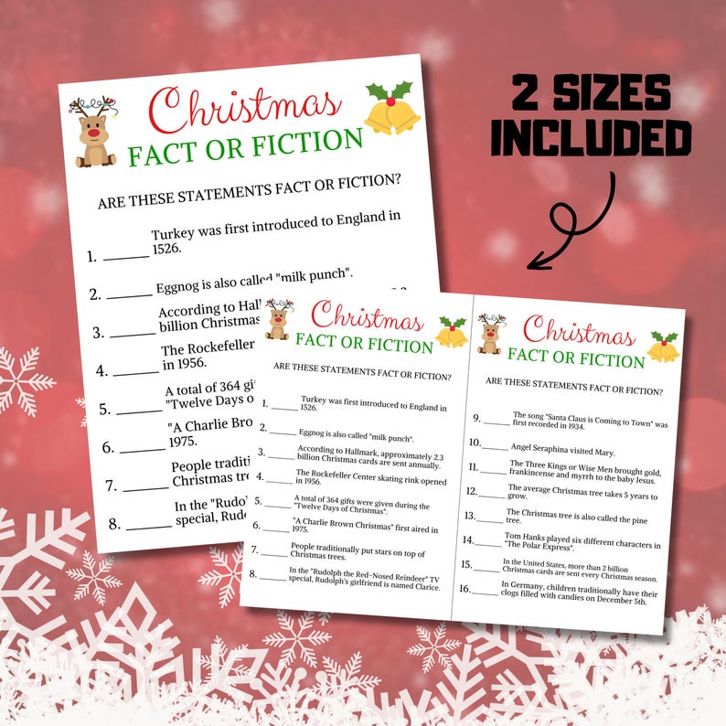 Christmas Fact or Fiction Game | Christmas True or False Game ...