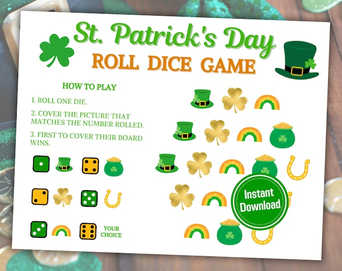 St. Patrick's Day Roll Dice Game | Printable St. Patrick's Day ...