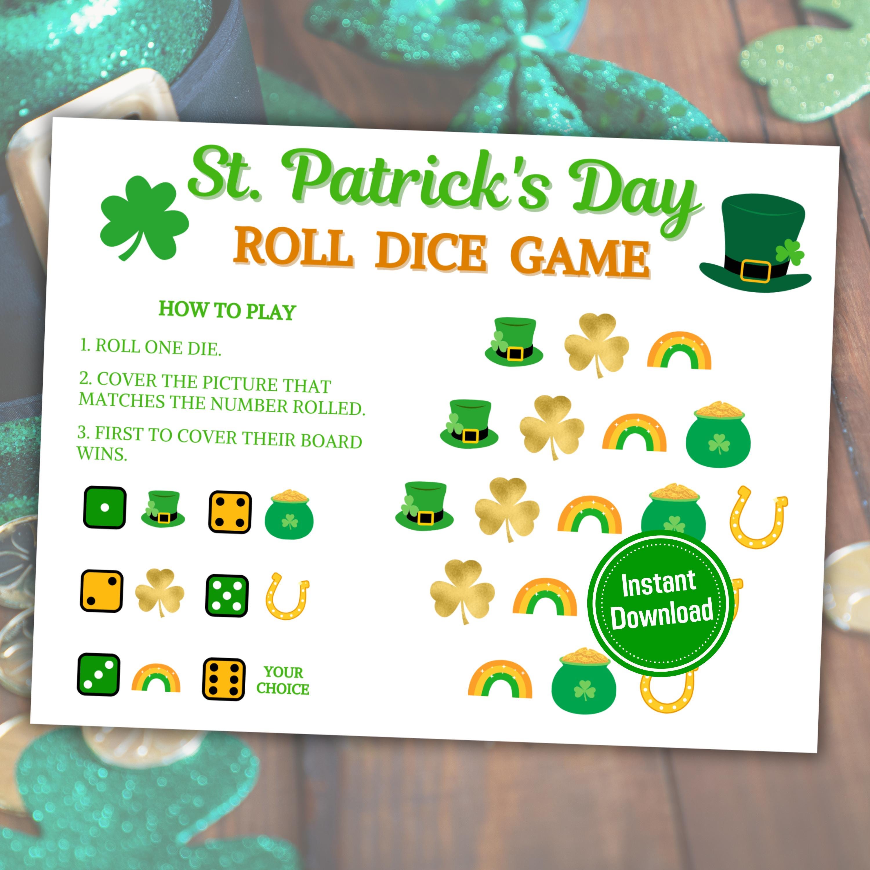 St. Patrick's Day Roll Dice Game | Printable St. Patrick's Day ...