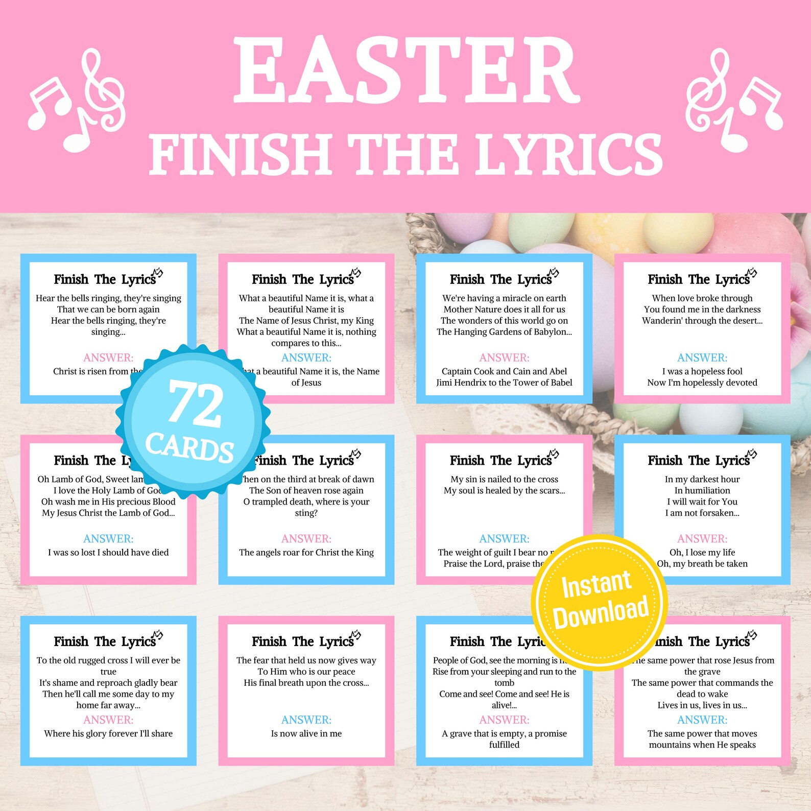 Easter Finish the Lyrics Game | Printable Easter Song Trivia Game ...