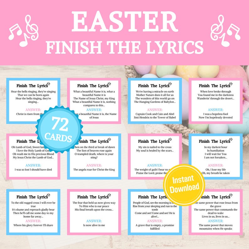 Easter Finish the Lyrics Game | Printable Easter Song Trivia Game ...