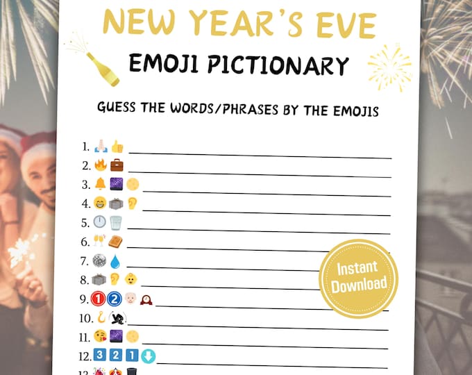 New Year's Eve Emoji Pictionary | Printable New Year's Game | New Years ...