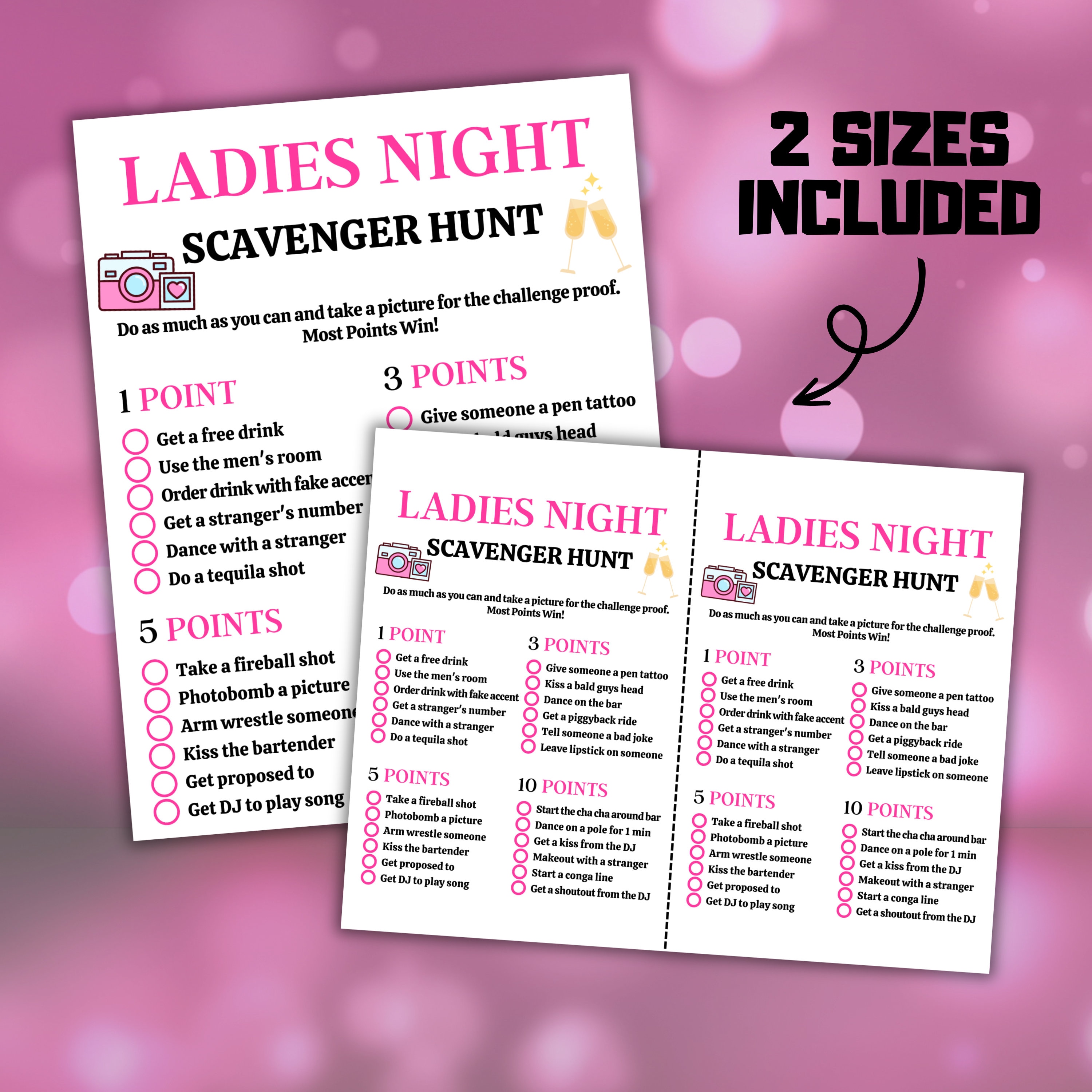 Ladies Night Scavenger Hunt Game Printable Bar Scavenger Hunt Girls ...