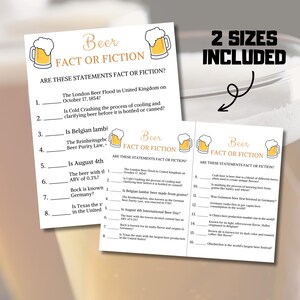 Beer Fact or Fiction Game | Printable Beer Trivia True or False Game ...
