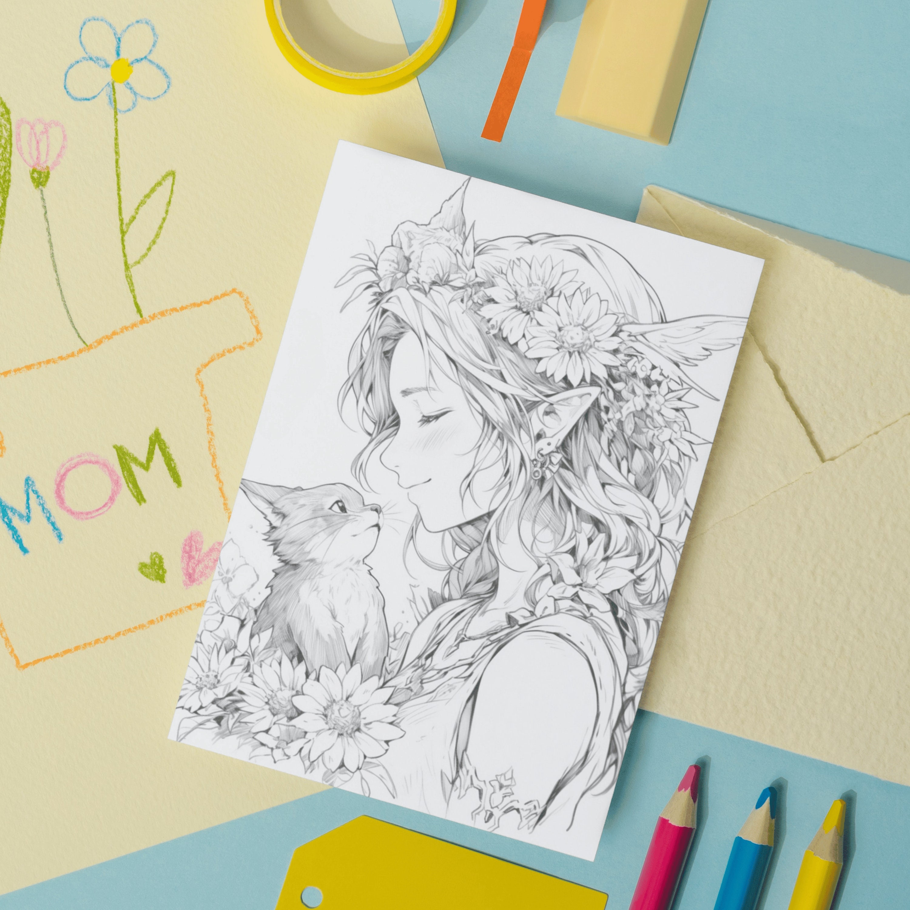 20 Pages Greek Goddess Nyx Grayscale Coloring Book Ideal - Etsy