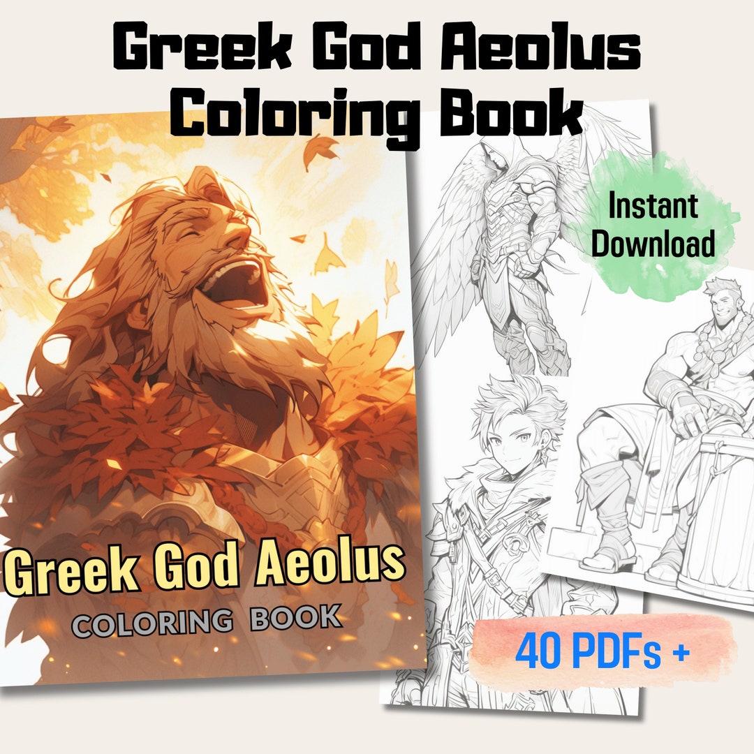 20 Pages Greek God Aeolus Grayscale Coloring Book, Stress Relieving ...