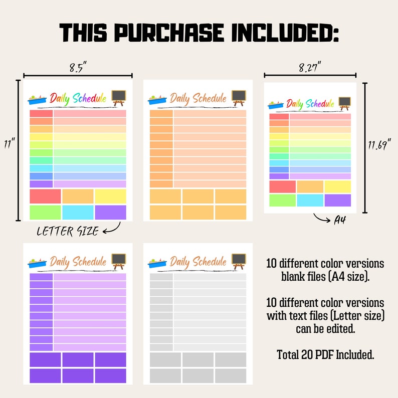 Editable Kids Daily Schedule All Color Bundle the Ultimate ...