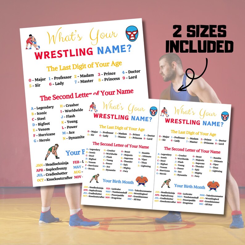 What's Your Wrestling Name Game | Printable Wrestling Name Generator ...