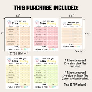 Printable Reward Chart for Children Warm Color Tone Earn Money System ...