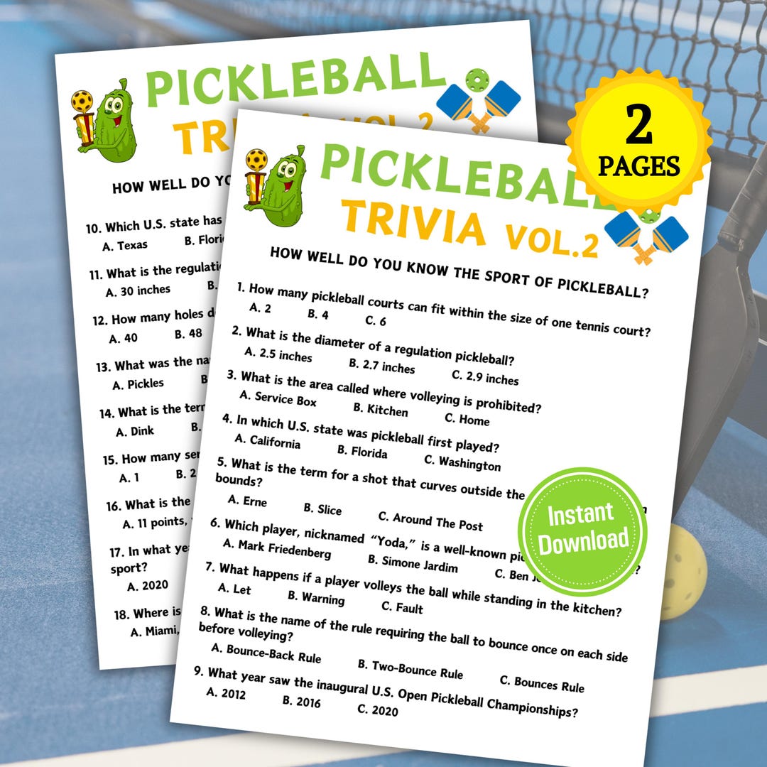 Pickleball Trivia Game Vol.2 | Pickleball Knowledge Quiz Game ...