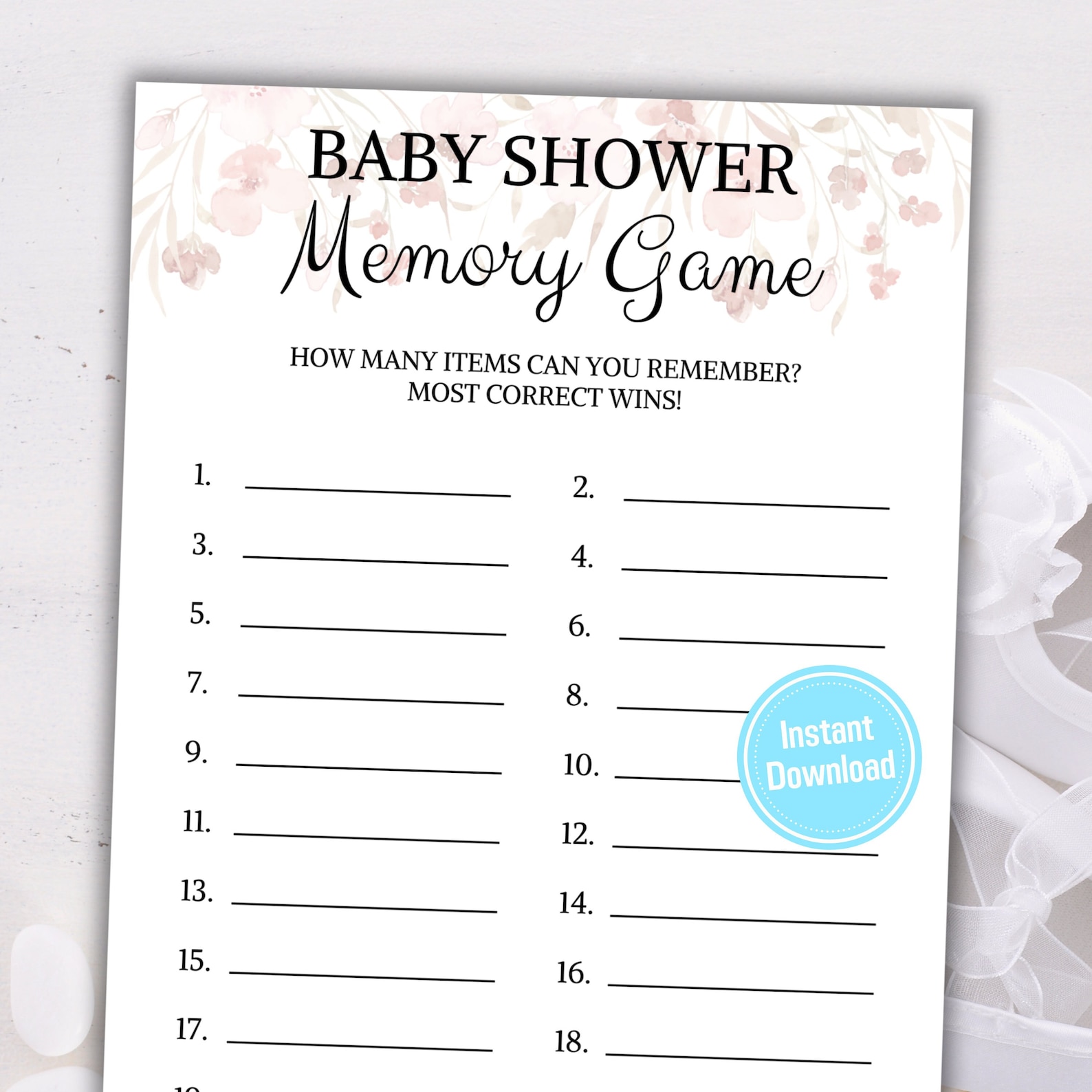 Baby Shower Memory Game | Baby Item Memory Game | Guess the Items Card ...