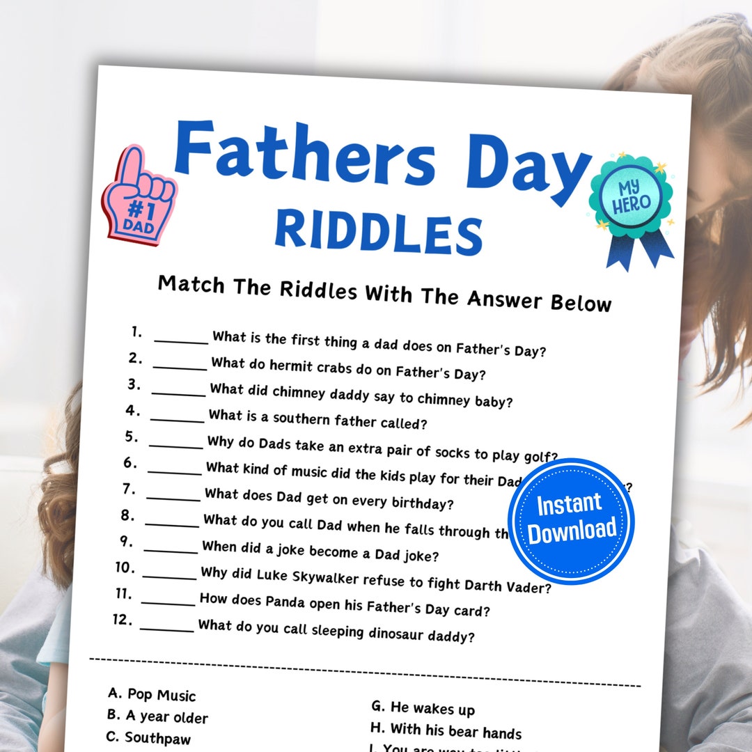 Fathers Day Riddles Game | Fun Dad Jokes and Riddles | Riddle-me-this ...