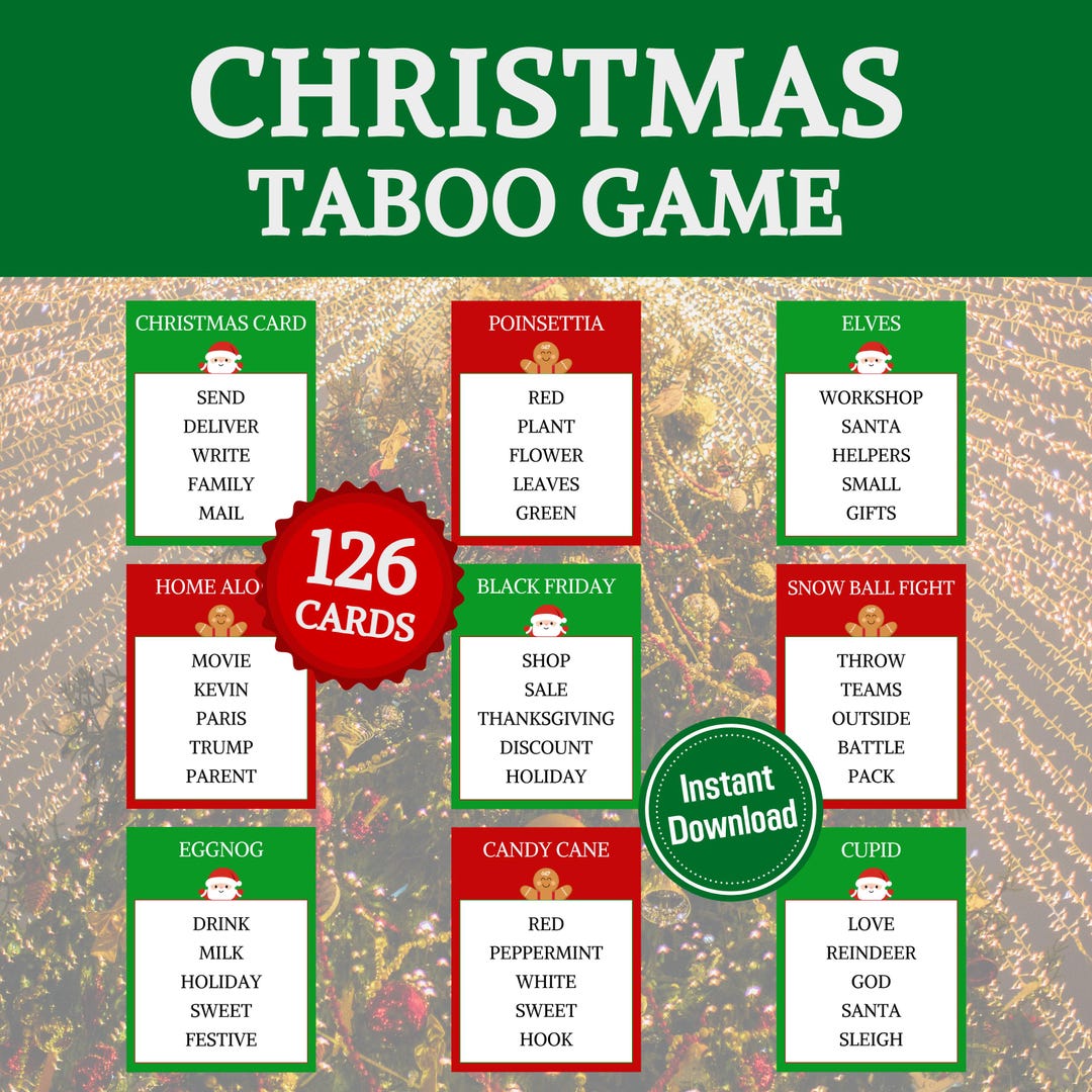 Christmas Taboo Game | Forbidden Words Family Christmas Game ...