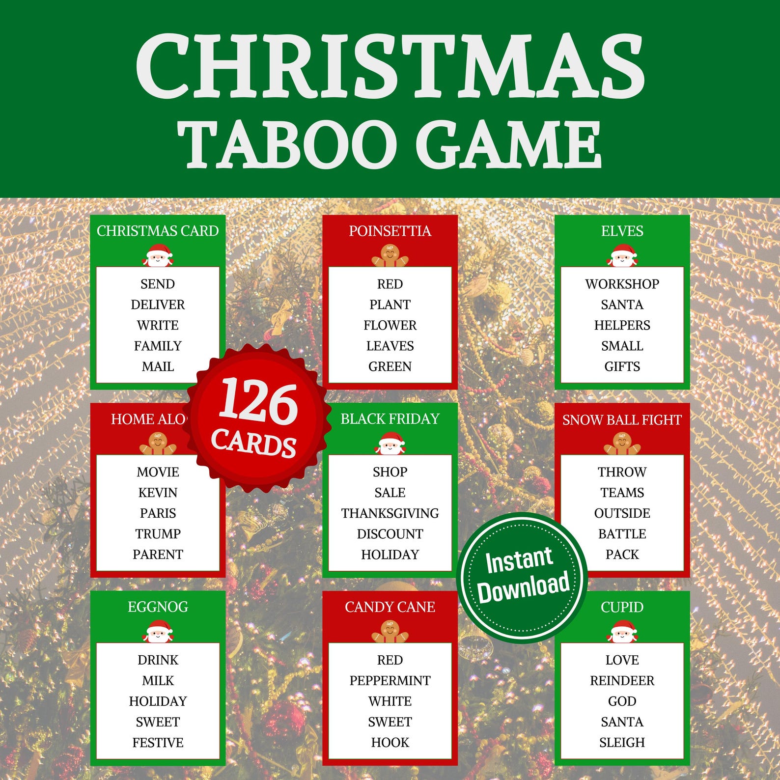Christmas Taboo Game | Forbidden Words Family Christmas Game ...