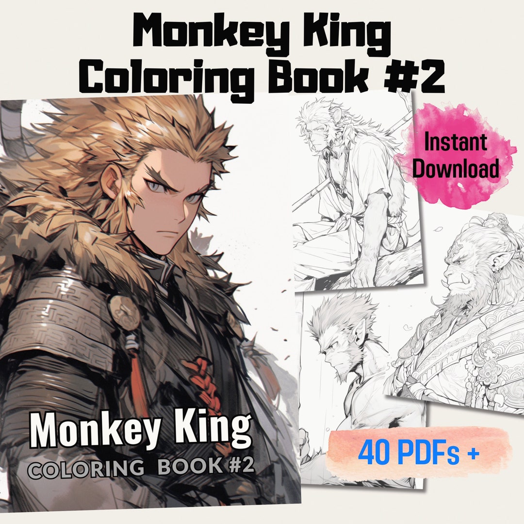 20 Sun Wukong Grayscale Coloring Book, Journey to the West, Beautiful ...