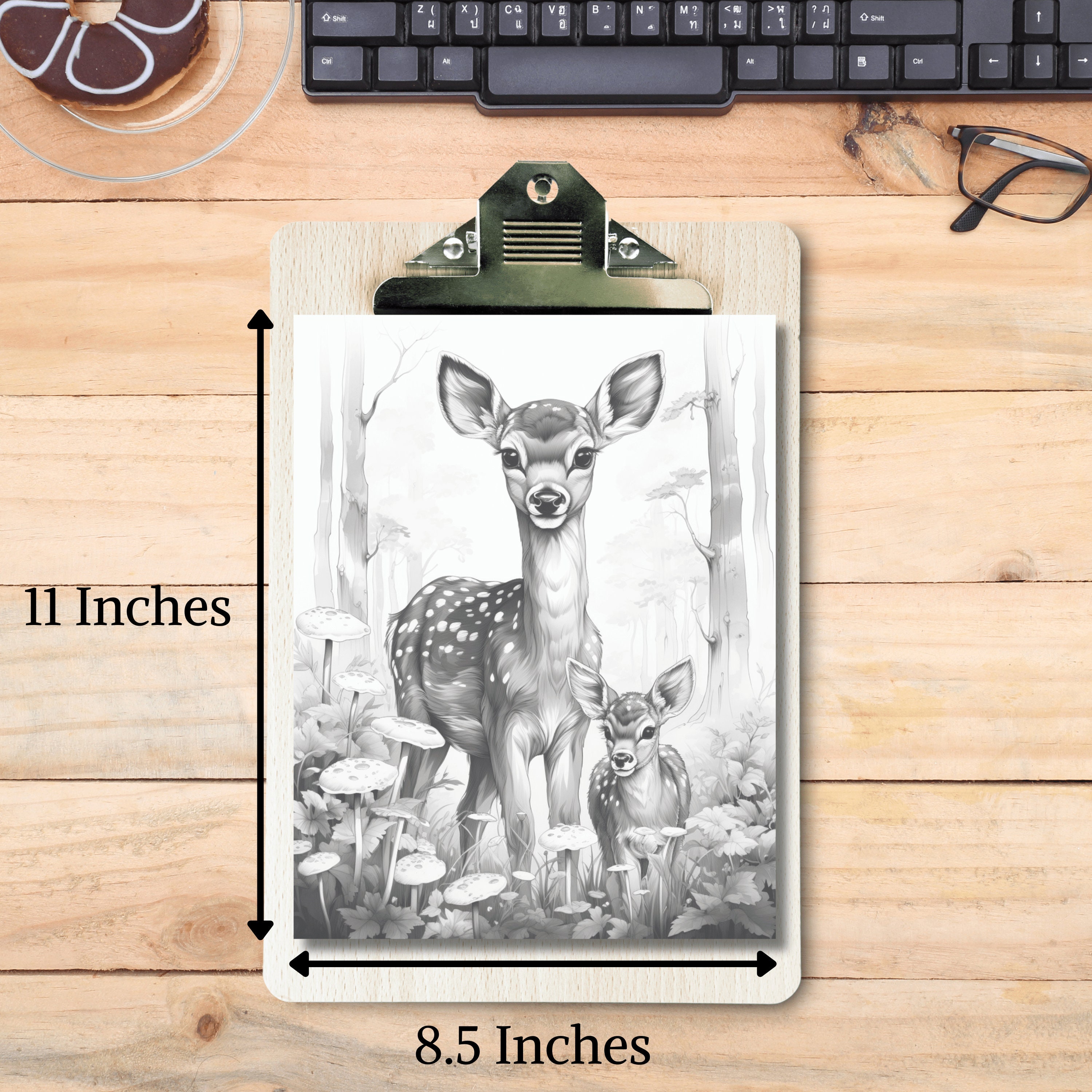 20 Realistic Deer Grayscale Coloring Book, 20 Pages of Detail Wildlife ...