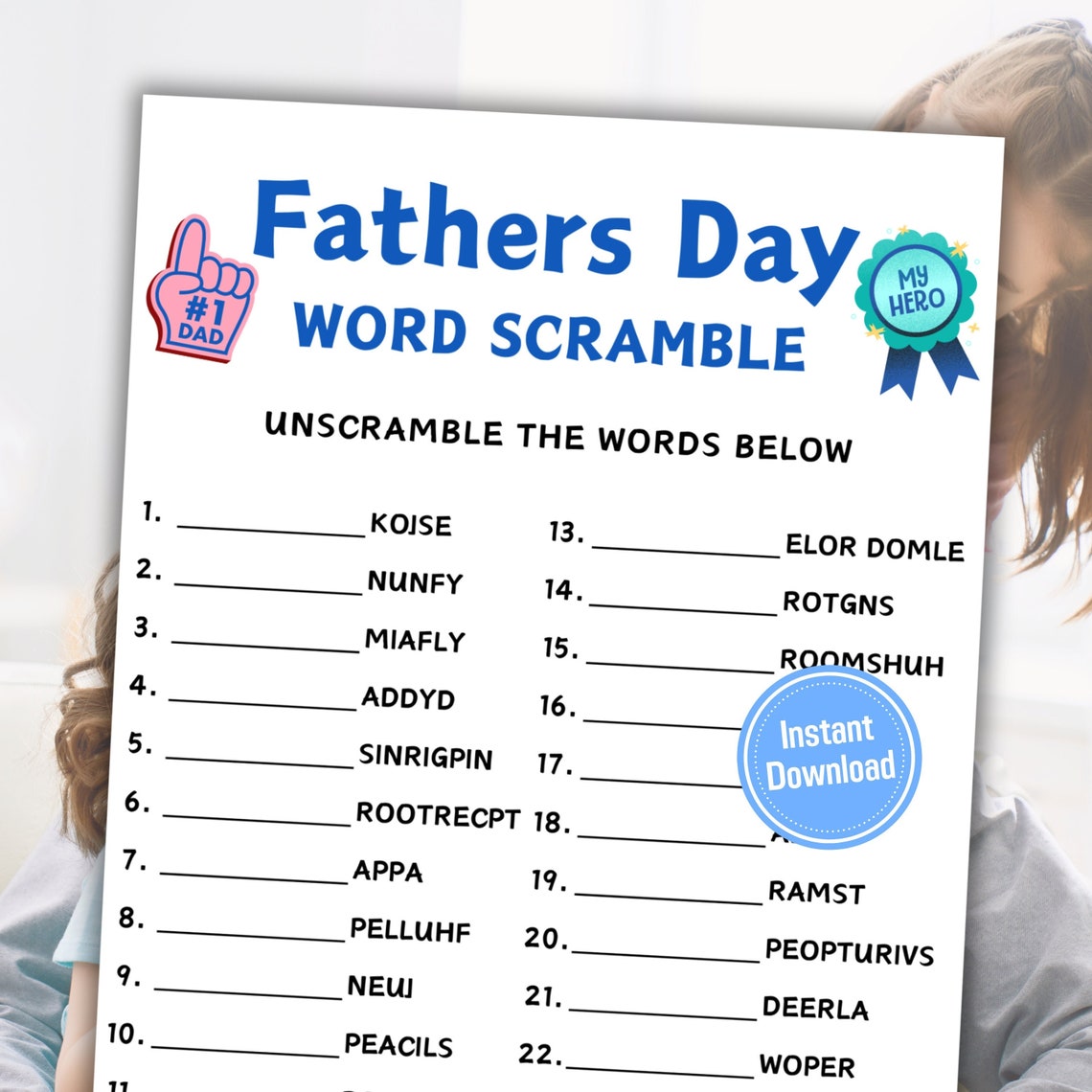 Fathers Day Word Scramble Game Word Game for Adults and Kids Scramble ...
