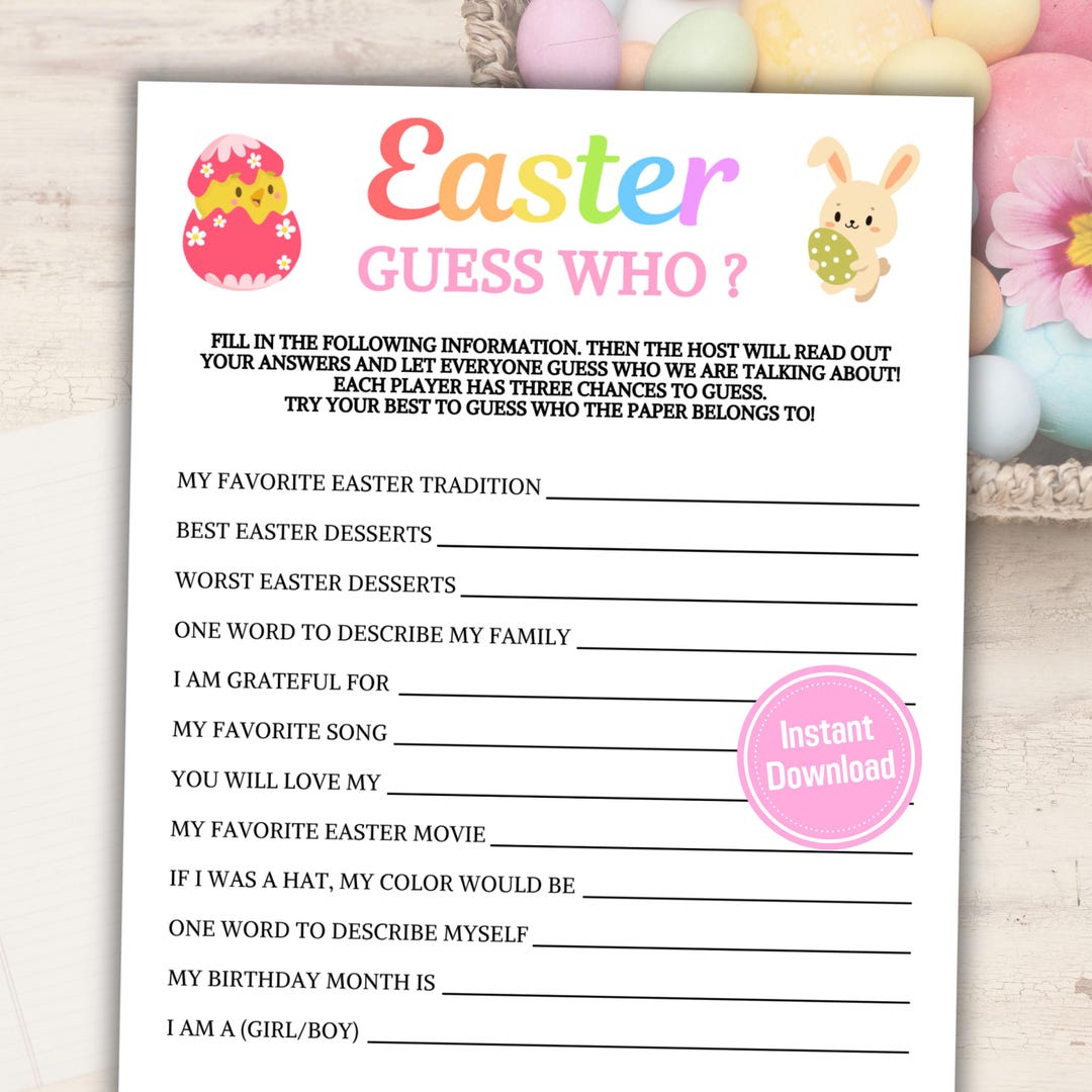 Easter Guess Who Game | Easter Party Who Am I Game | Printable Guessing ...
