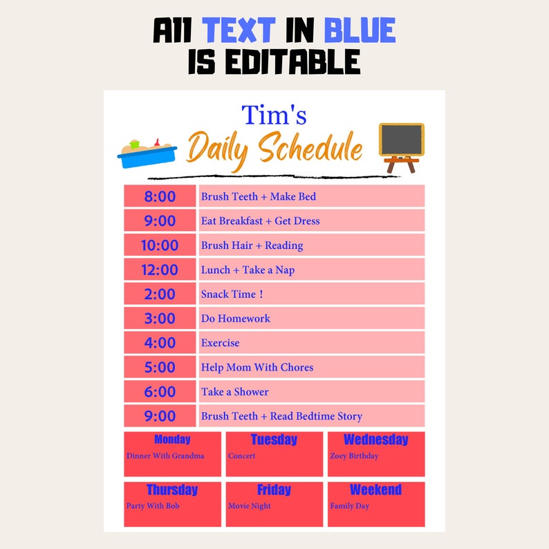 Editable Kids Morning/bedtime Checklist Bundle Warm Color Tone, Kids ...