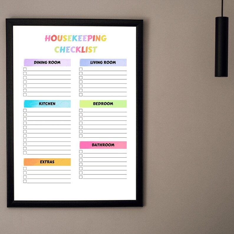 Editable Airbnb Housekeeping Checklist Rainbow Color | Editable ...