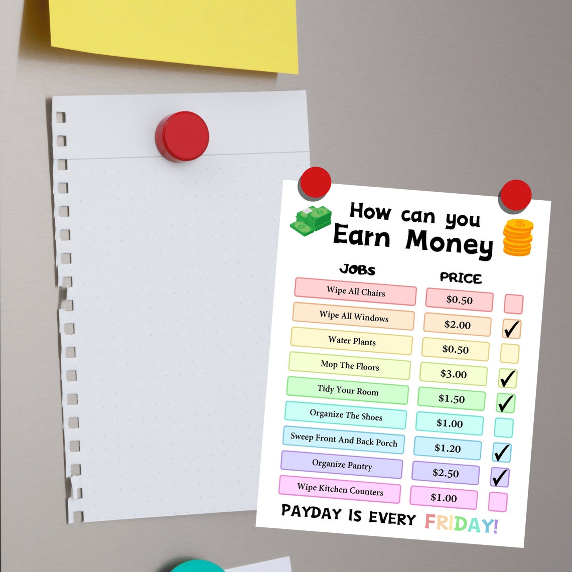 How to Earn Money Chore Chart | Responsibility Chart for Kids ...