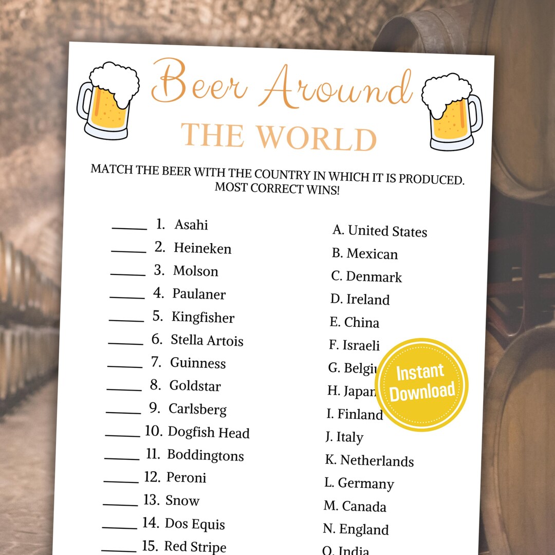 Beer Around the World Game | Printable Oktoberfest Beers of the World ...
