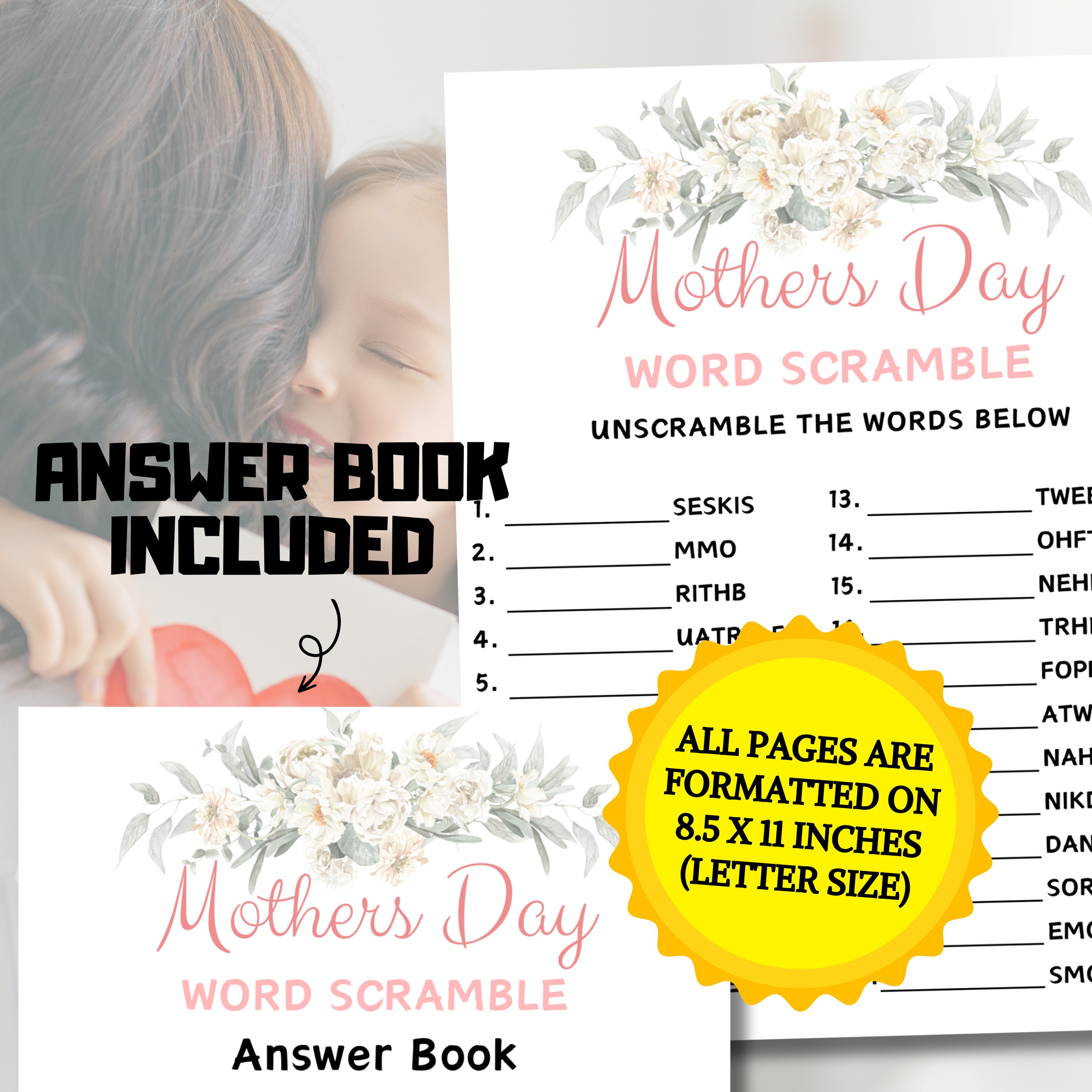 Mothers Day Word Scramble Game Printable Word Puzzle Games Mothers Day ...