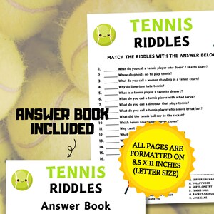 Tennis Riddles Game | Printable Tennis Riddle Me This Games | Tennis ...