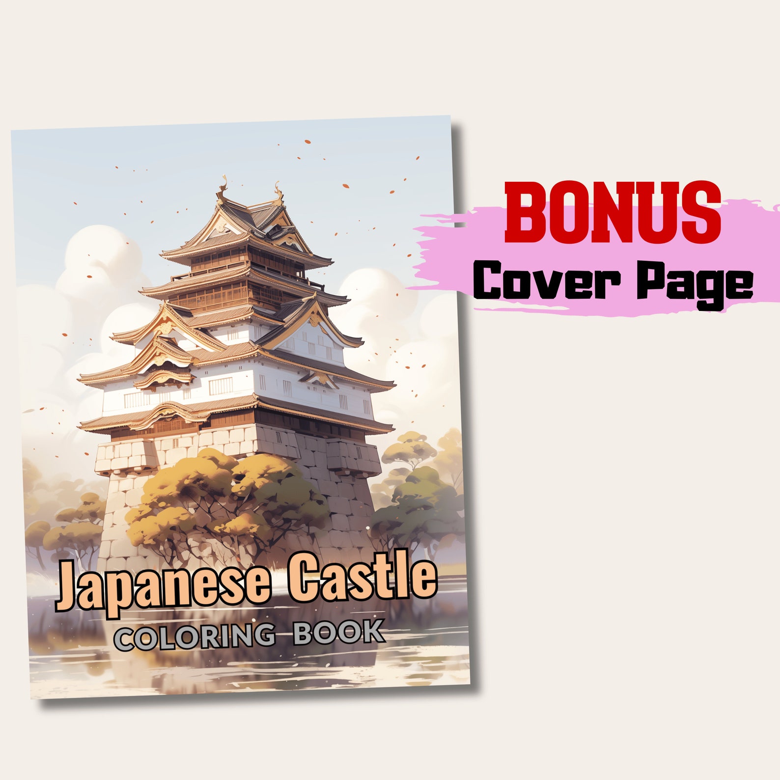 Japanese Castle Coloring Book, Historic Architecture, Perfect for Art ...