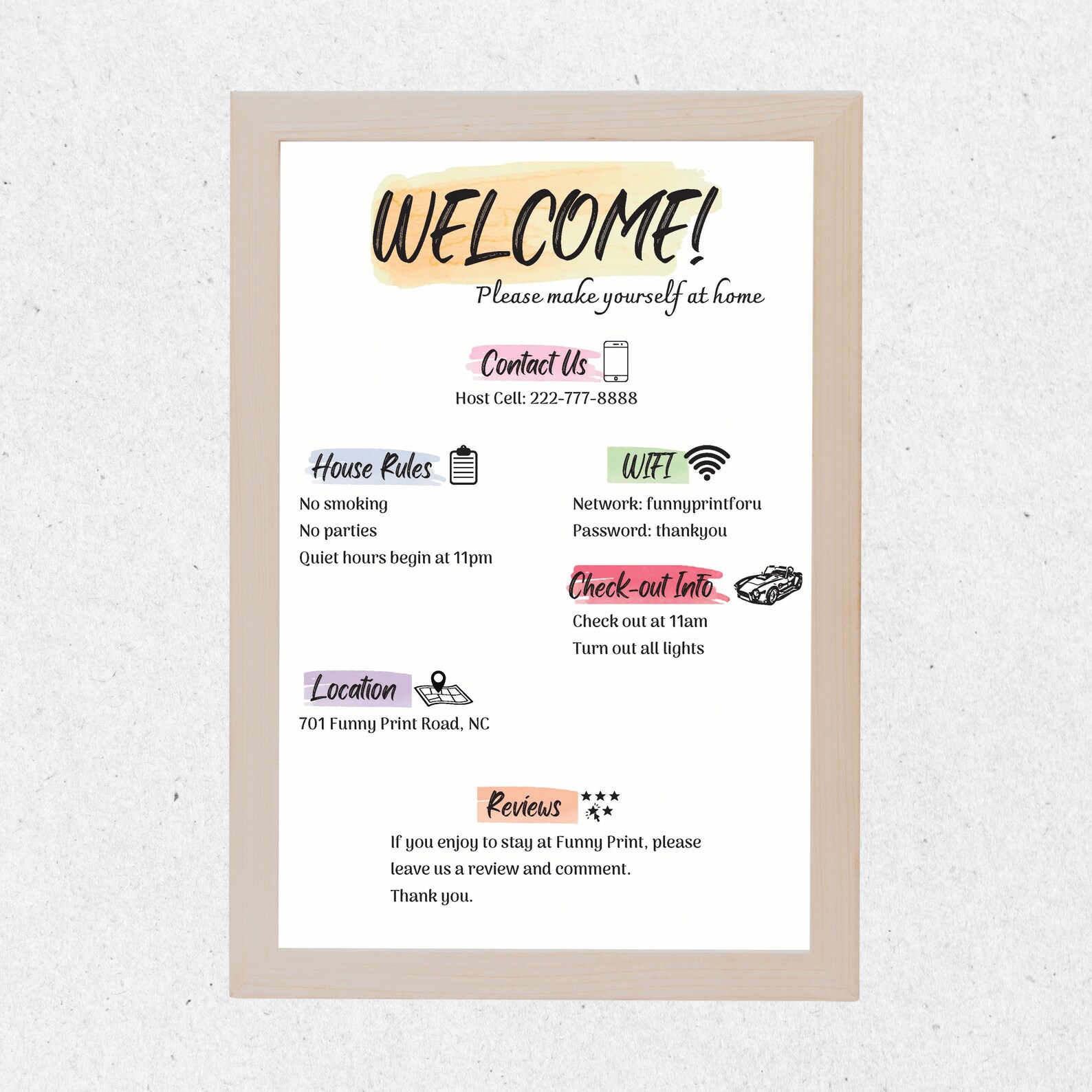 Airbnb Welcome Sign for Fill Template for Things to Know for Vacation ...
