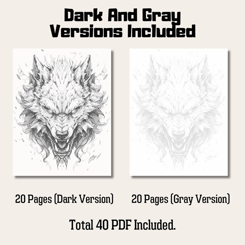 20 Realistic Fenrir Grayscale Coloring Book, for Adults and Kids ...