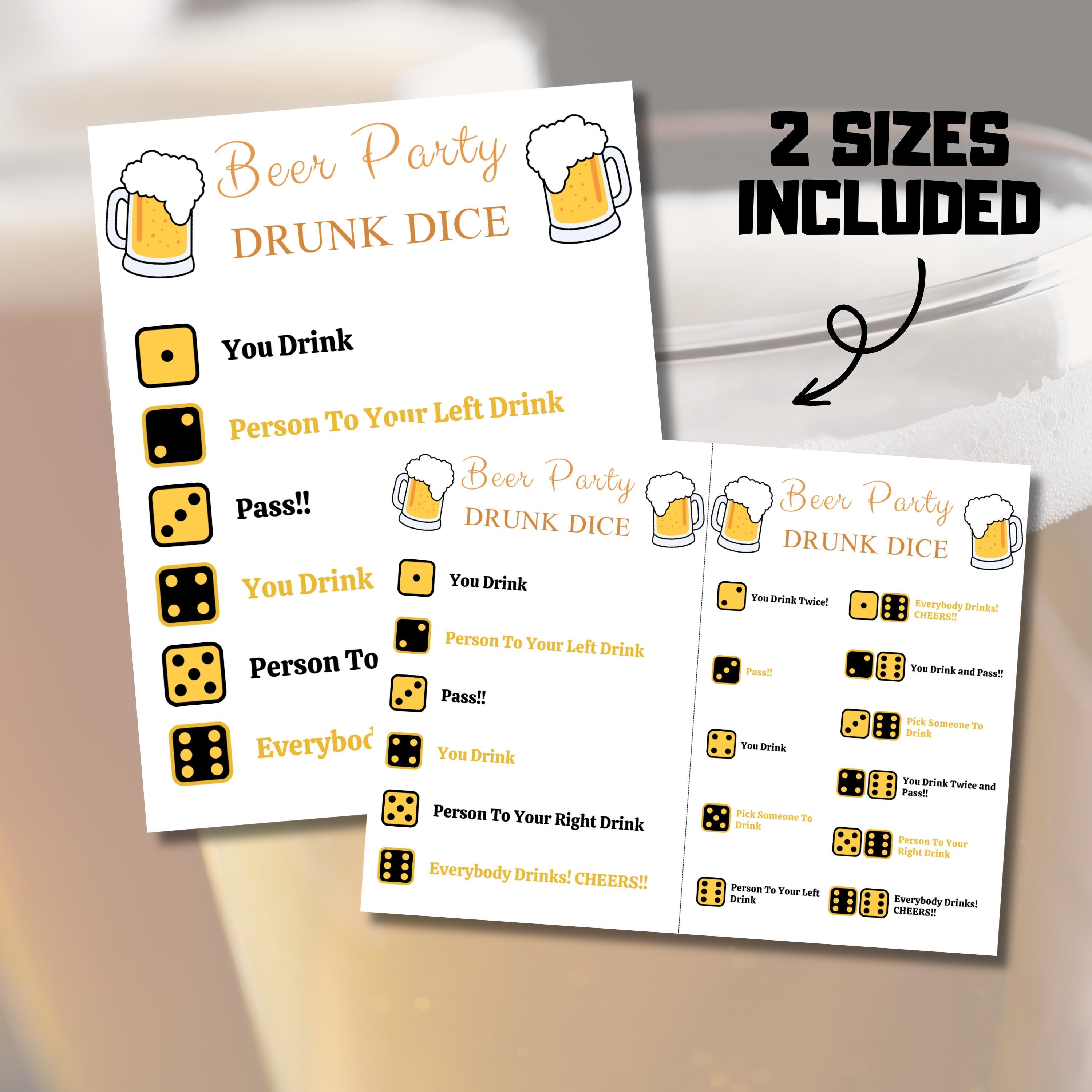 Beer Drunk Dice Game | Printable Left Right Drinking Game | Beer Party ...