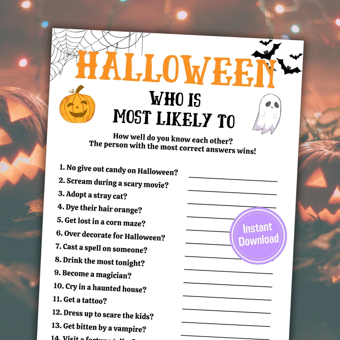 Halloween Who is Most Likely to Game | Halloween Most Likely to Game ...