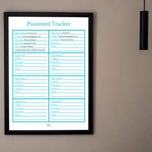 Editable Password Tracker Printable Cool Color Tone, Password Organizer ...