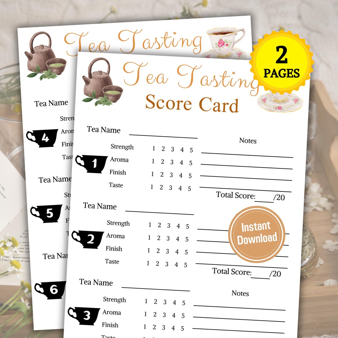 Tea Tasting Card | Minimalist Tea Tasting Party Scorecard | Fill in ...