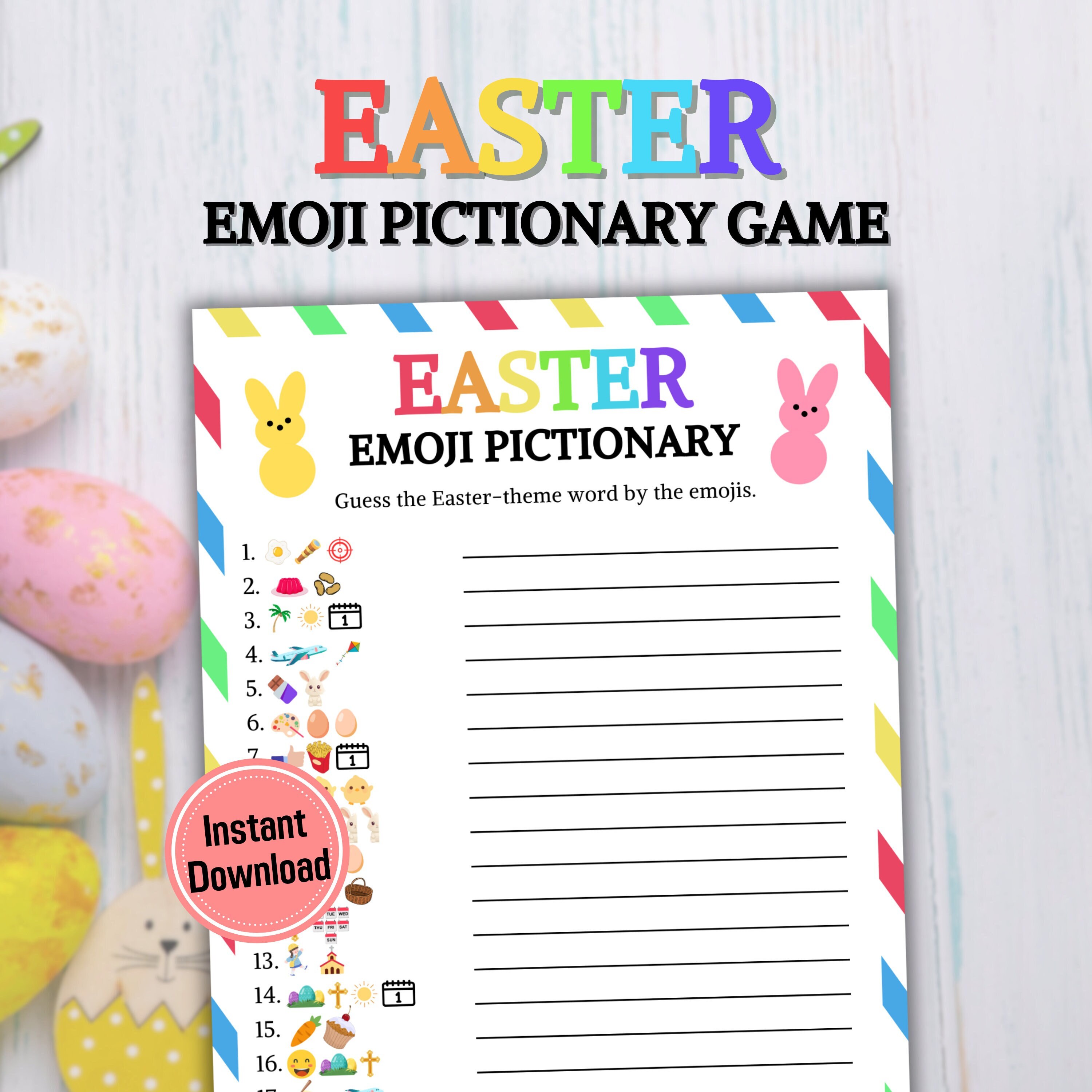 Easter Emoji Pictionary Game Easter Emoji Game Printable Easter ...