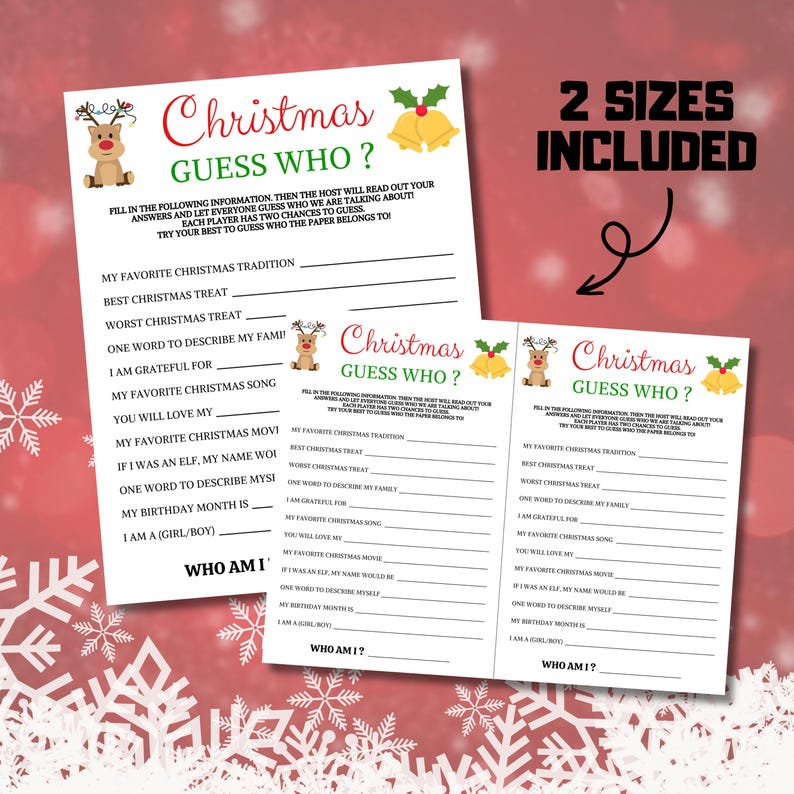 Christmas Guess Who Game | Christmas Who Am I Game | Printable ...
