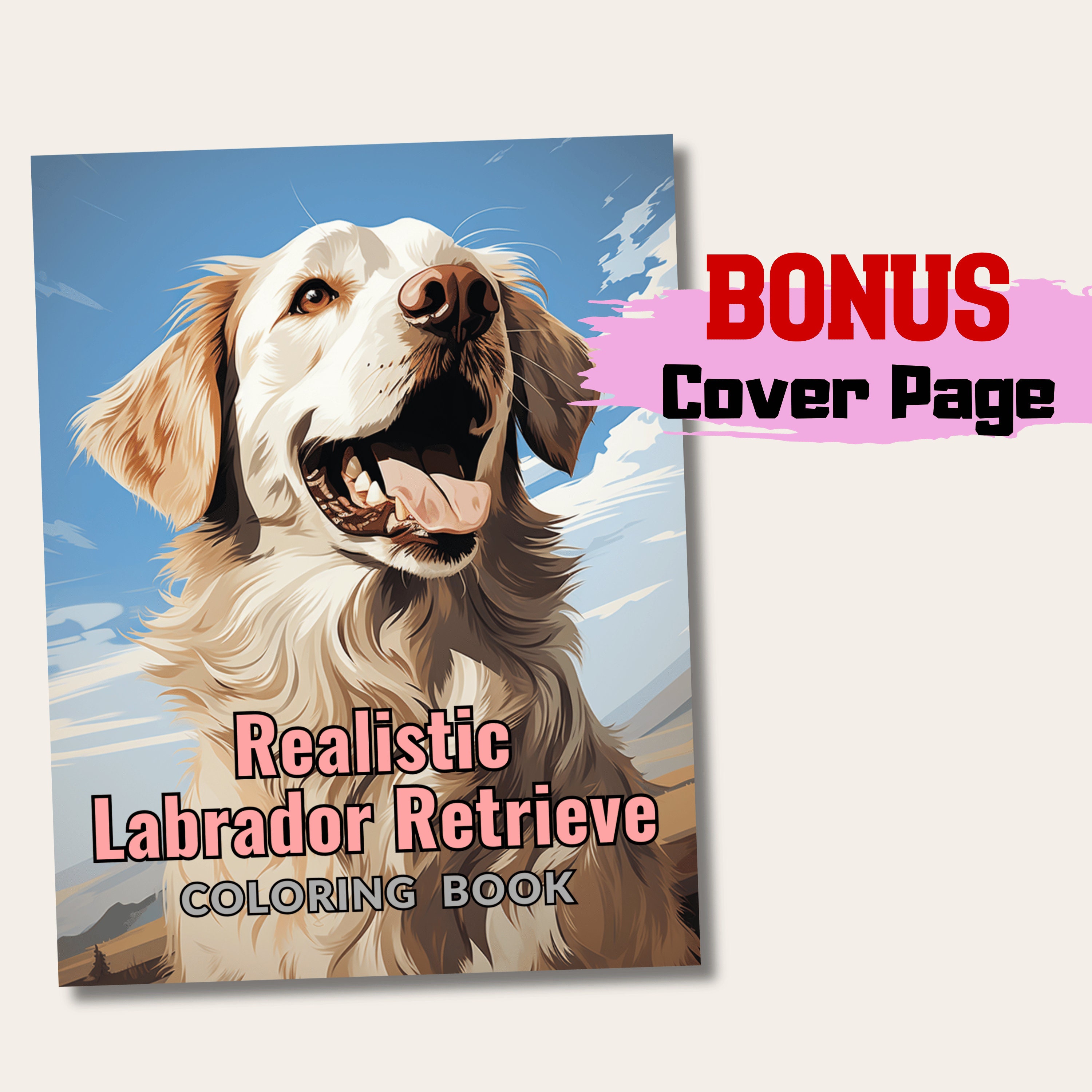 Realistic Labrador Retriever Coloring Book, 20 Dogs Grayscale Coloring ...