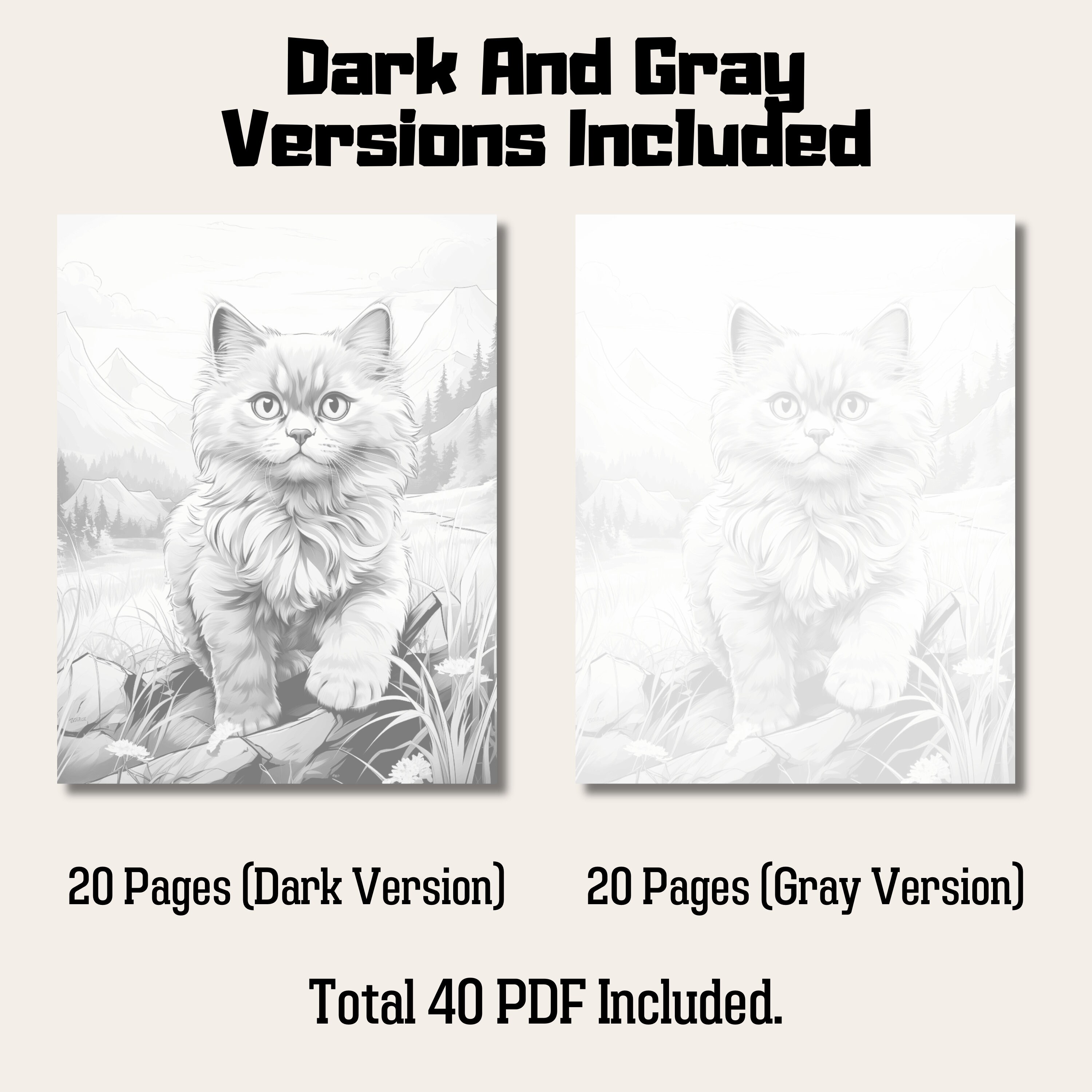 Realistic Himalayan Cat Coloring Book, 20 Himalayan Cat Grayscale ...