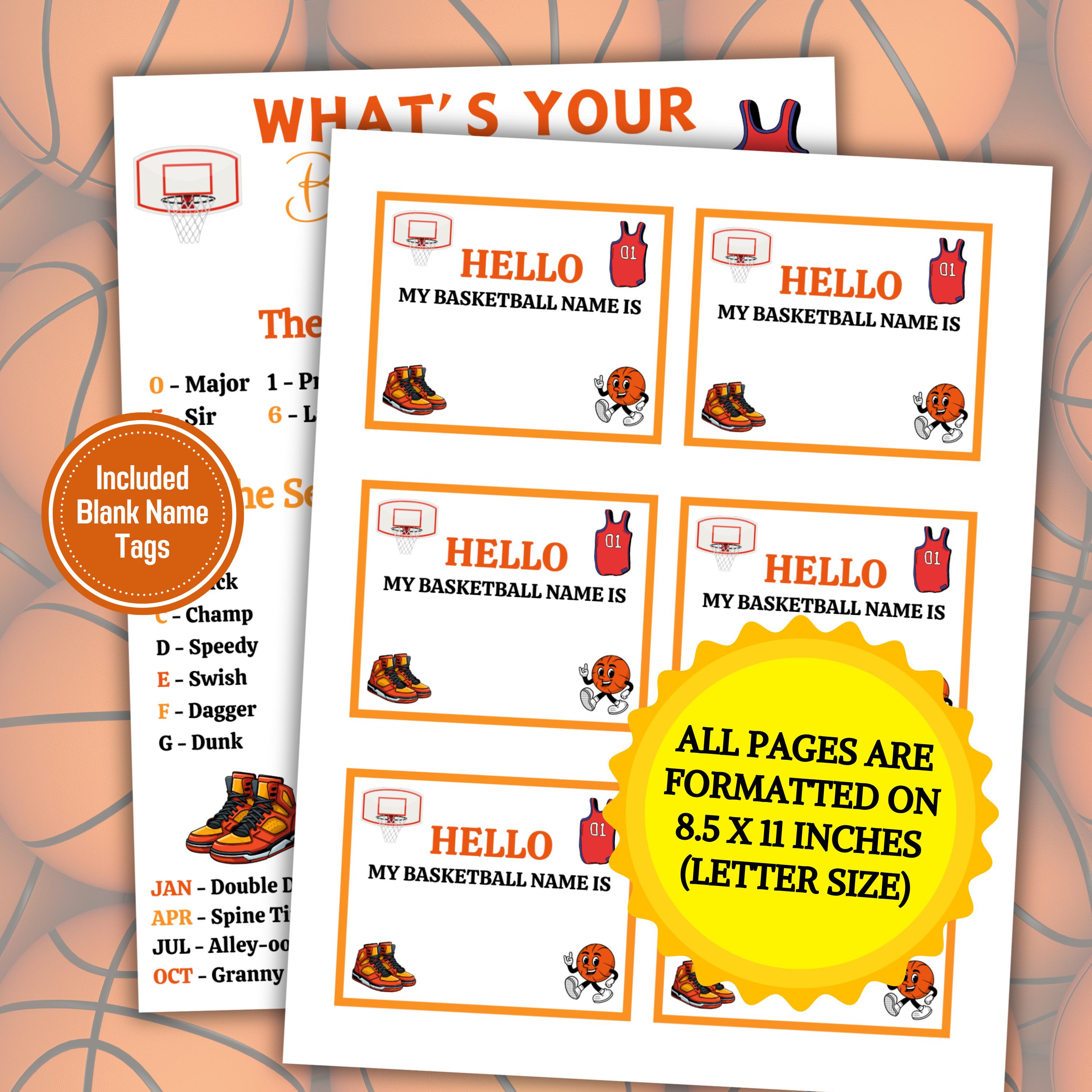 What's Your Basketball Name Game | Basketball Party Name Generator ...
