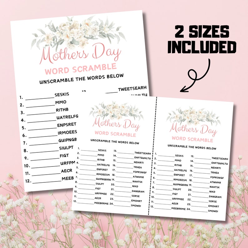 Mothers Day Word Scramble Game | Printable Word Puzzle Games | Mothers ...