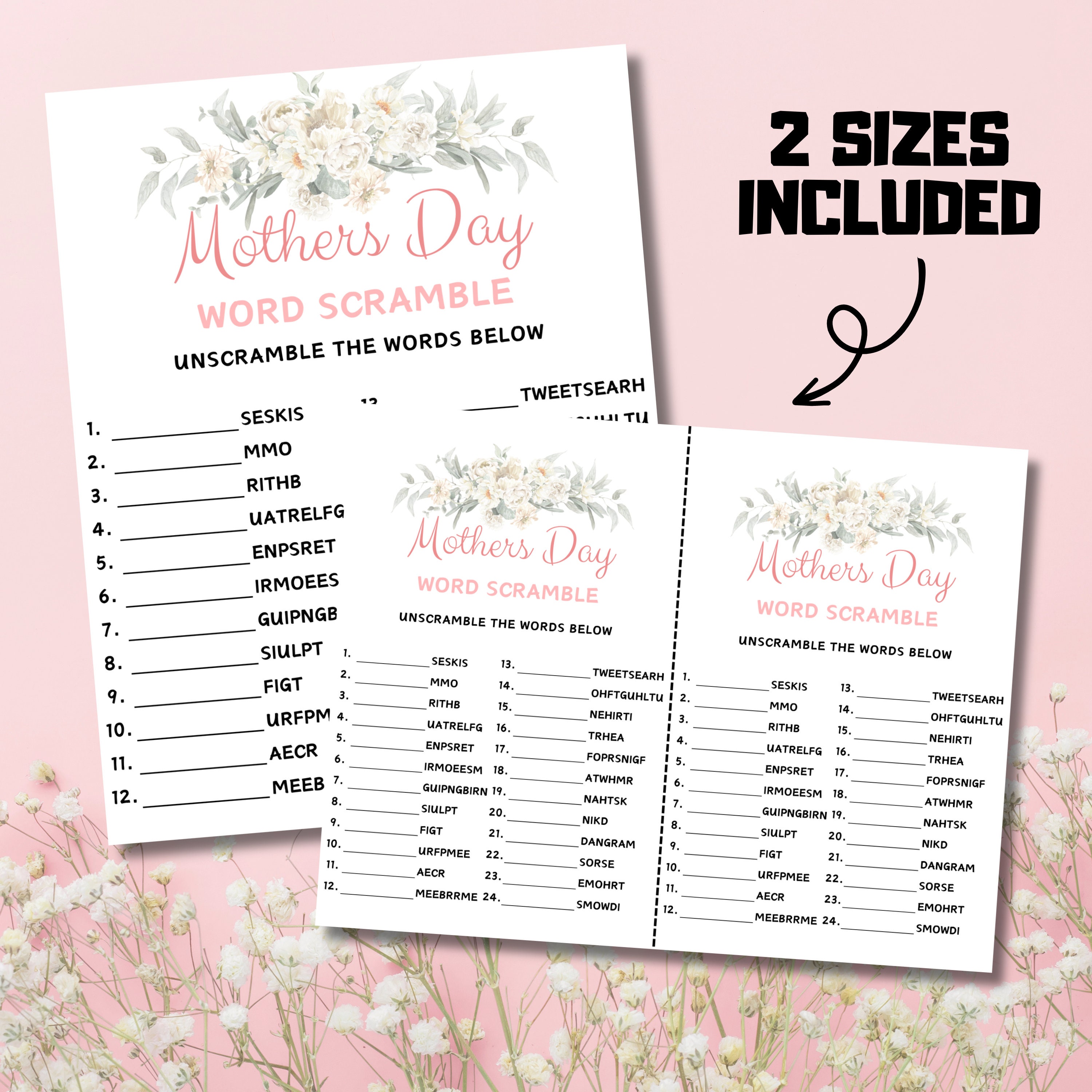 Mothers Day Word Scramble Game Printable Word Puzzle Games Mothers Day ...
