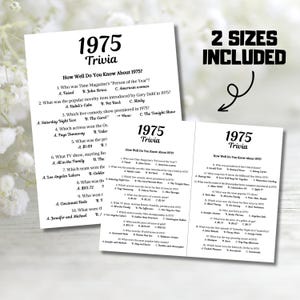1975 Trivia Game | Printable 50th Birthday Party Game | Born in 1975 ...