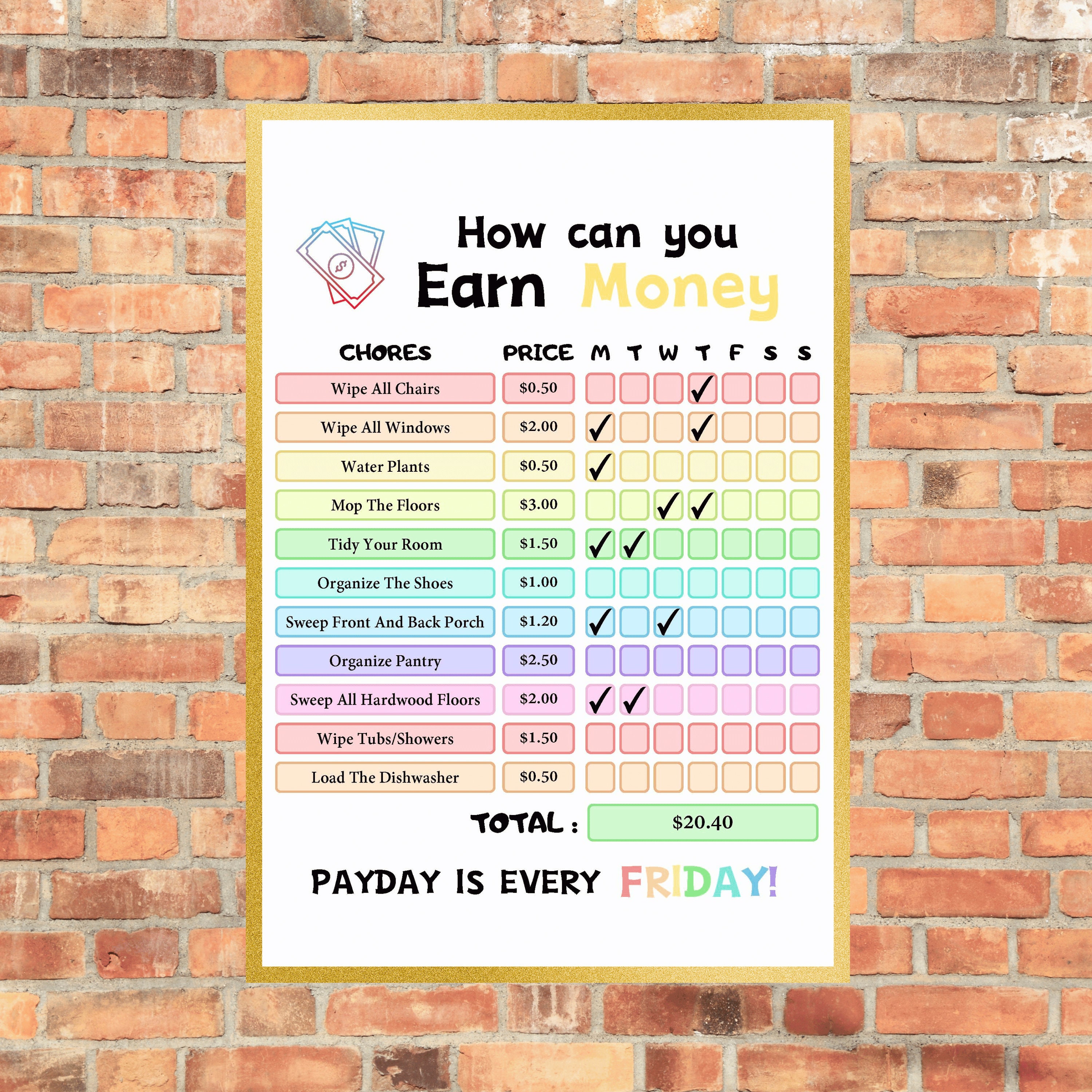 Editable Kids Chore Chart All Color Bundle, Allowance Tracker, Editable ...