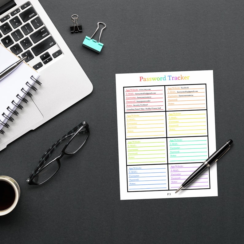Editable Password Keeper Printable All Color Bundle, Fillable Password ...