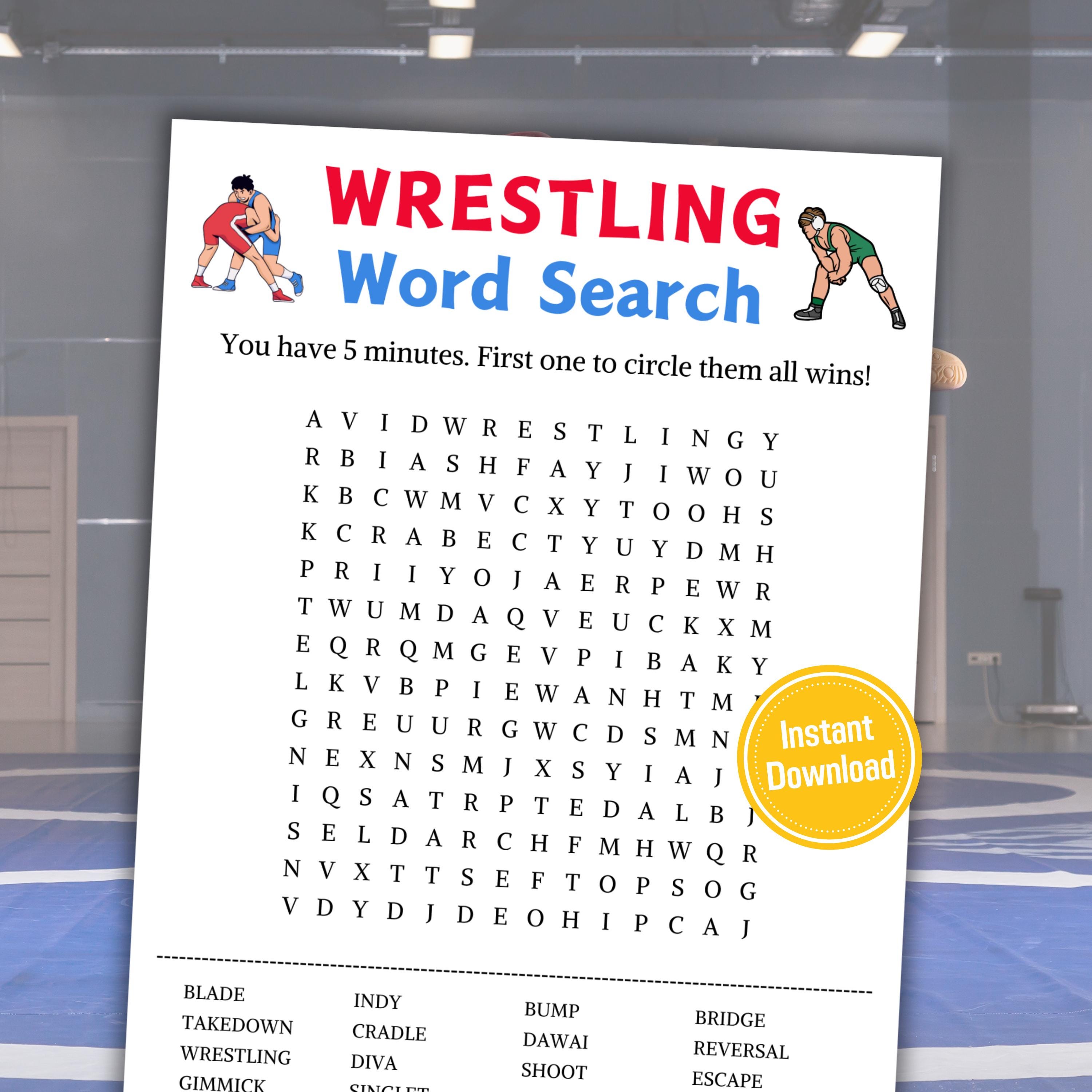 Wrestling Word Search Game | Wrestling Word Find Game | Wrestling Word ...